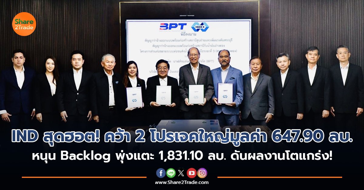 IND สุดฮอต! คว้า 2 โปรเจคใหญ่มูลค่า 647.90 ลบ. หนุน Backlog พุ่งแตะ 1,831.10 ลบ. ดันผลงานโตแกร่ง ...